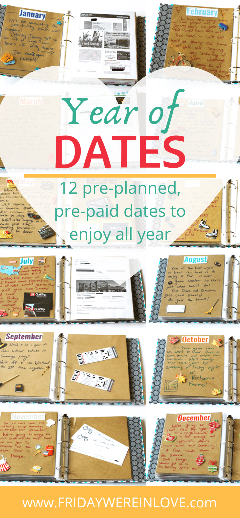 Year of Dates Gift: 12 Pre-Planned, Pre-Paid Dates to Enjoy All Year!