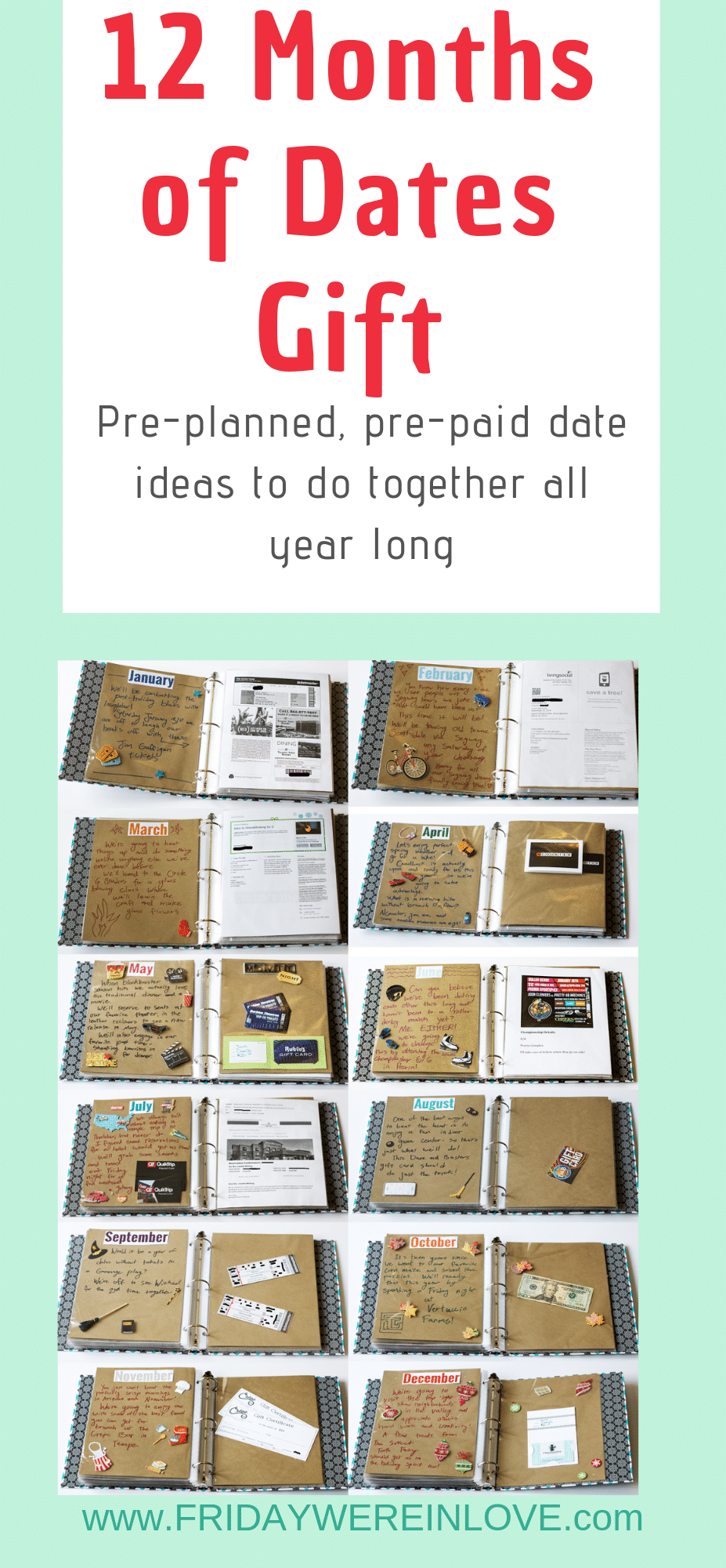 Year of Dates Gift: 12 Pre-Planned, Pre-Paid Dates to Enjoy All Year!