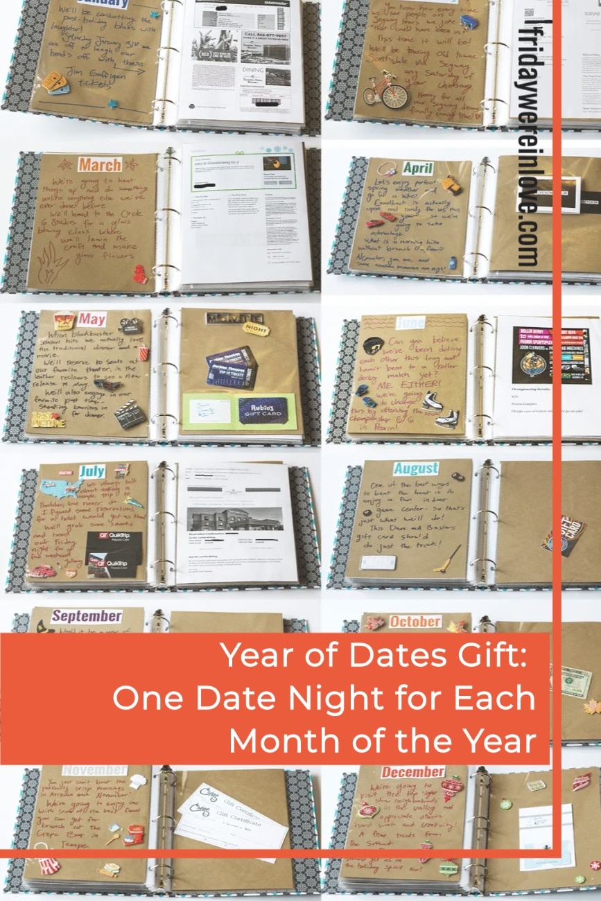 Year of Dates Gift: 12 Pre-Planned, Pre-Paid Dates to Enjoy All Year!