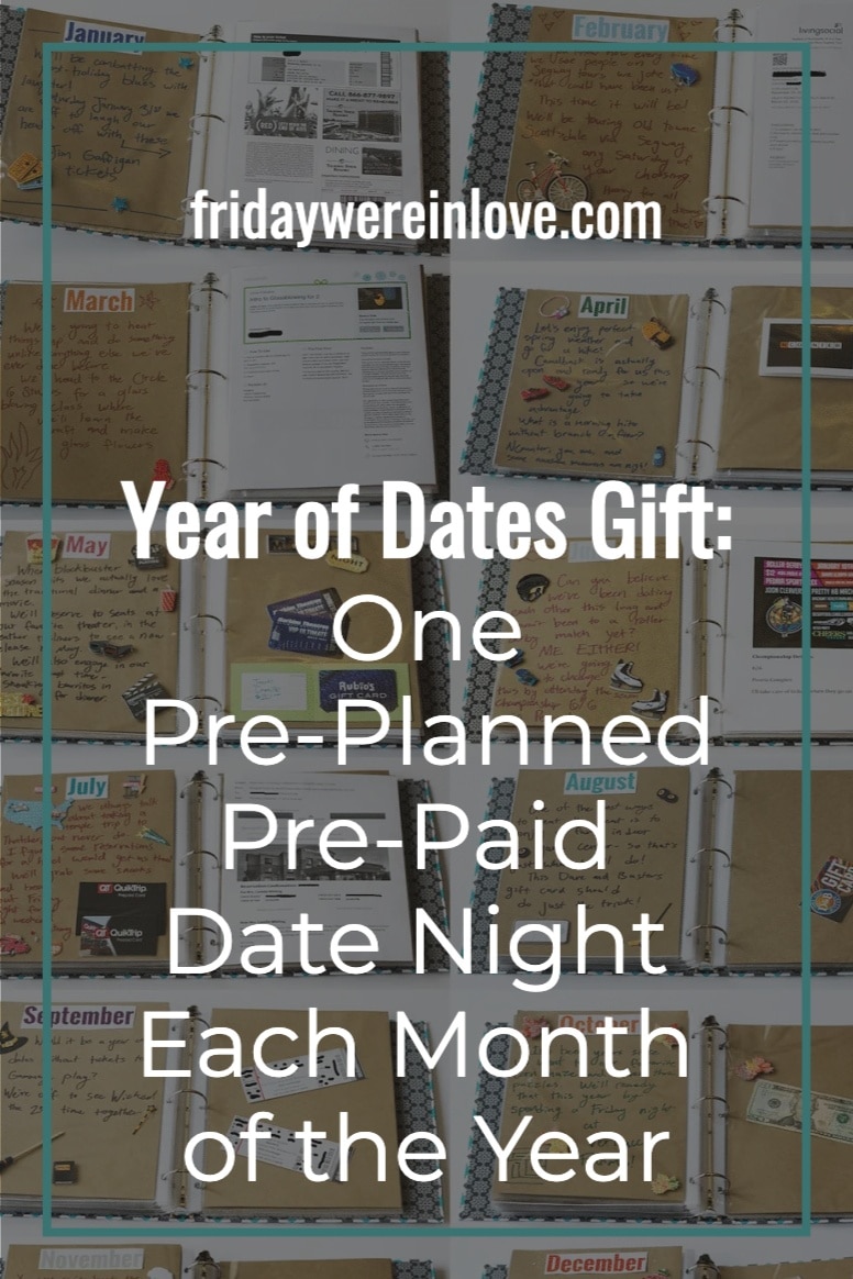 Year of Dates Gift: 12 Pre-Planned, Pre-Paid Dates to Enjoy All Year!