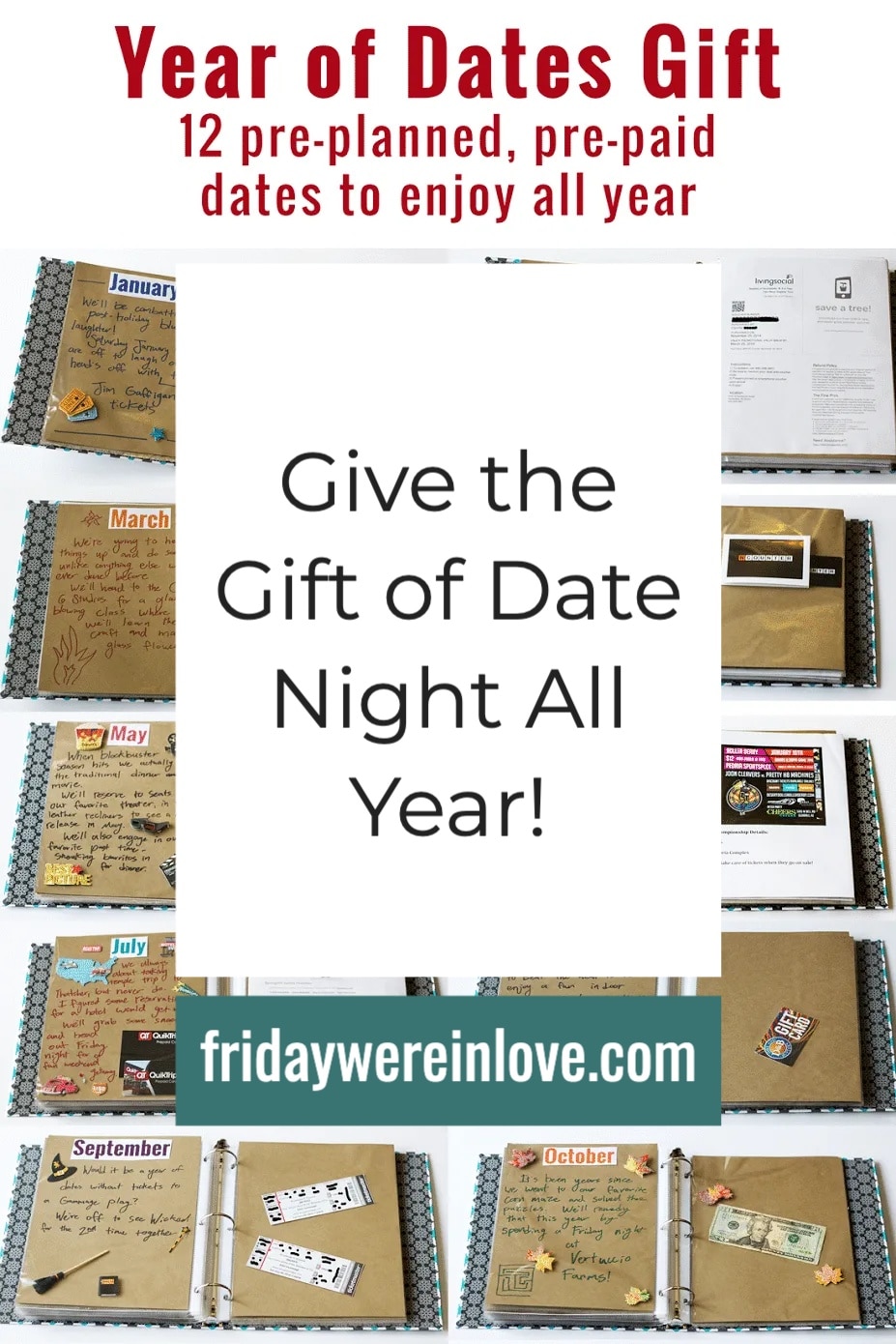 Year of Dates Gift: 12 Pre-Planned, Pre-Paid Dates to Enjoy All Year!