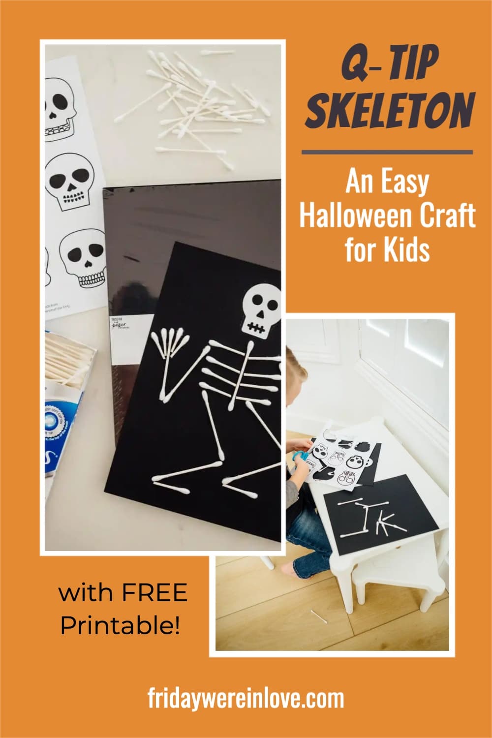 Q Tip Skeleton: An Easy Halloween Craft for Kids - Friday We're In Love