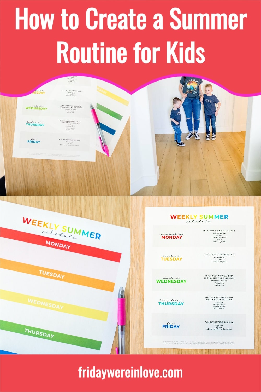 Summer Schedule for Kids with Free Printable - Friday We're In Love