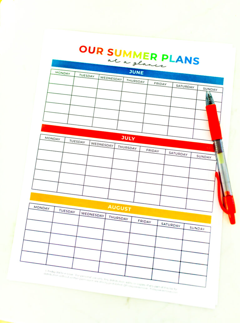 Summer Plans Free Printable + Summer Schedule - Friday We're In Love
