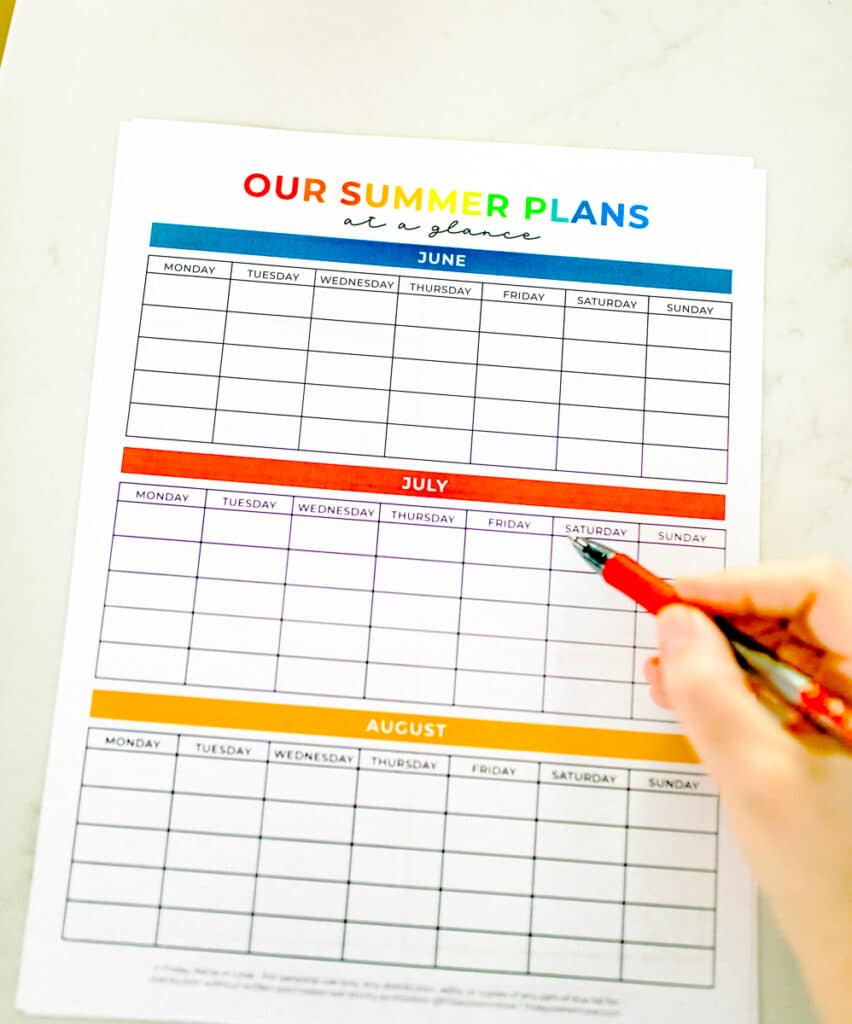 Summer Plans Free Printable + Summer Schedule - Friday We're In Love