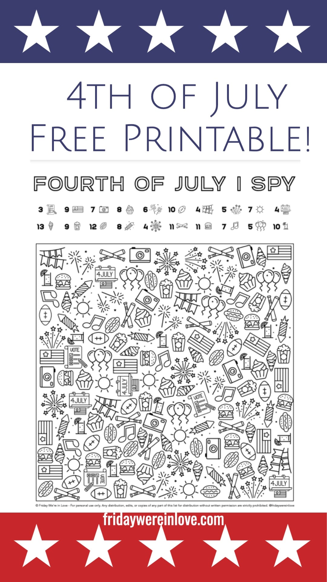 4th of July I Spy: 4th of July Activity Sheets - Friday We're In Love