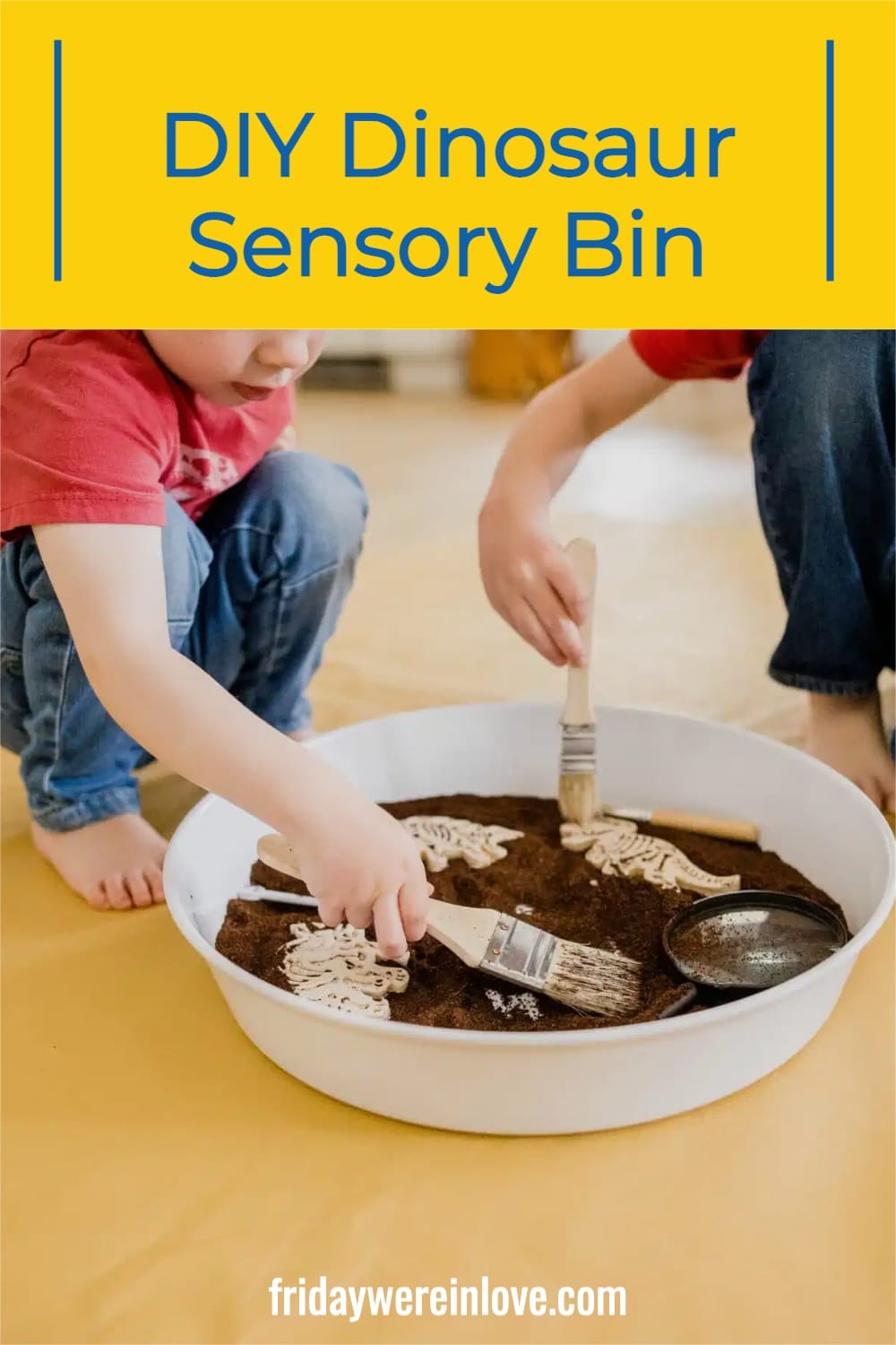 Dinosaur Sensory Bin : Dinosaur Activities for Kids - Friday We're In Love