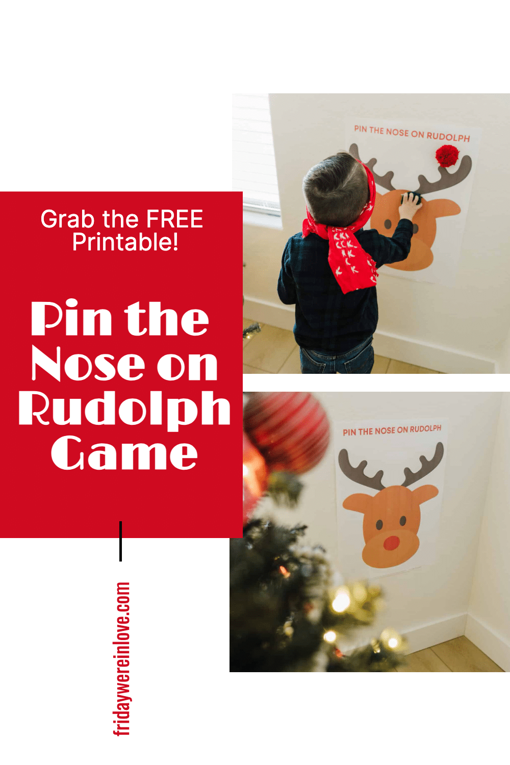Pin the Nose on Rudolph Printable Game - Friday We're In Love