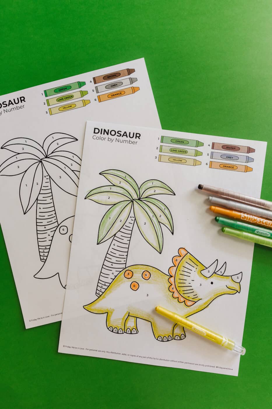 Color By Number Dinosaur Printable - Friday We're In Love