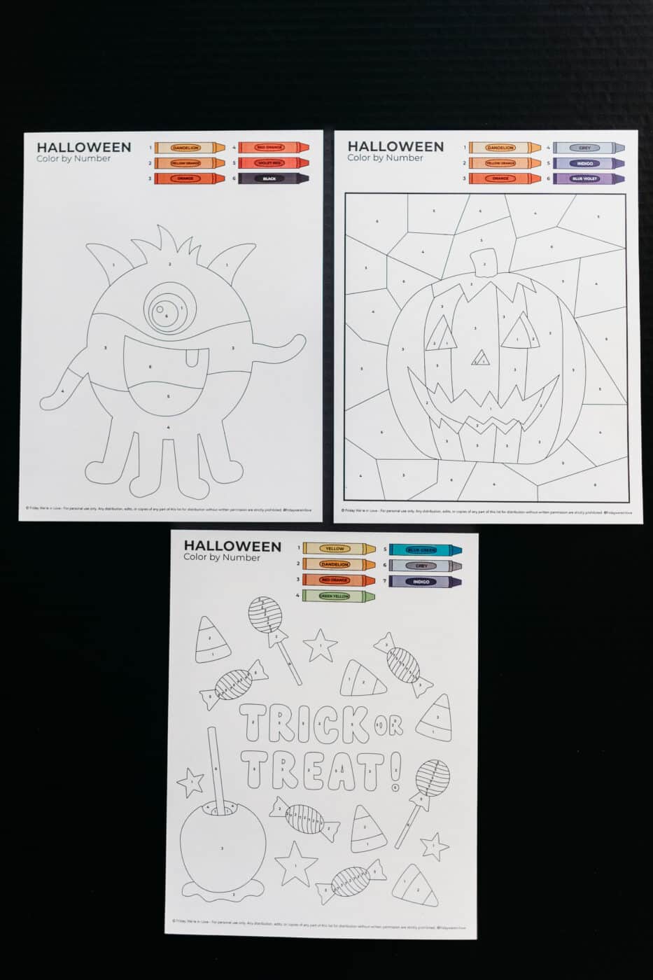Halloween Color by Number - Friday We're In Love